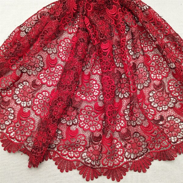 Red Lace Fabric - Etsy