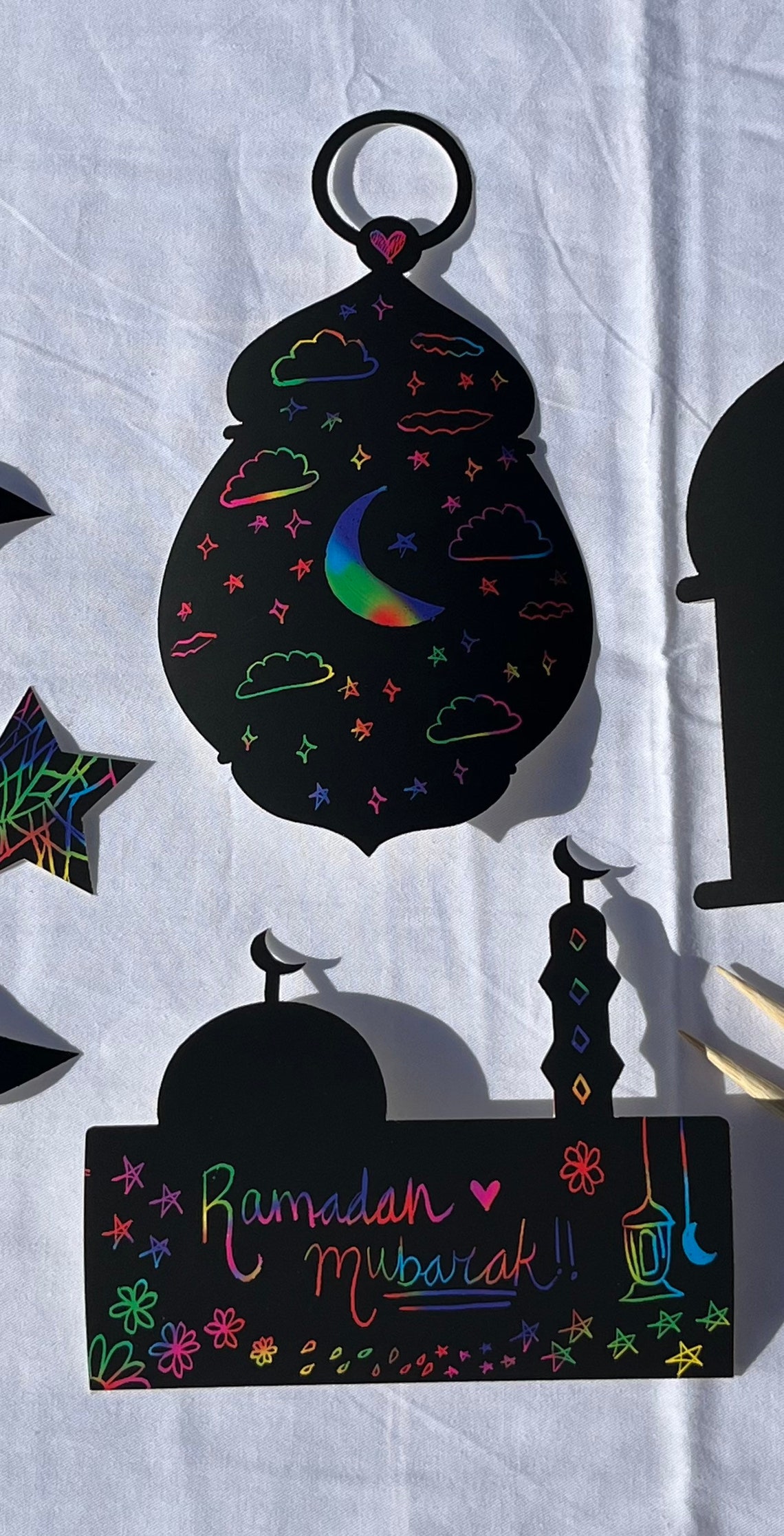 Ramadan Scratch Art for Kids, Ramadan Kid's Activity, Islamic Crafts ...
