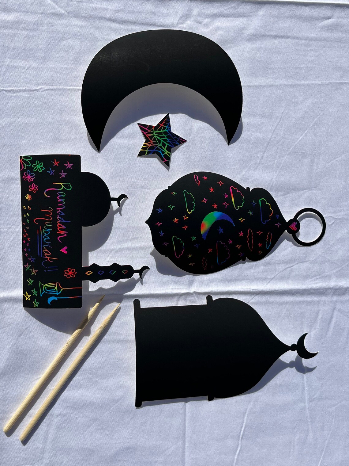 Ramadan Scratch Art for Kids, Ramadan Kid's Activity, Islamic Crafts ...