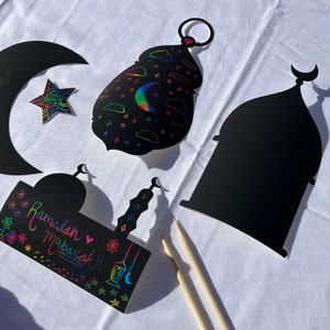 Ramadan Scratch Art for Kids, Ramadan Kid's Activity, Islamic Crafts ...