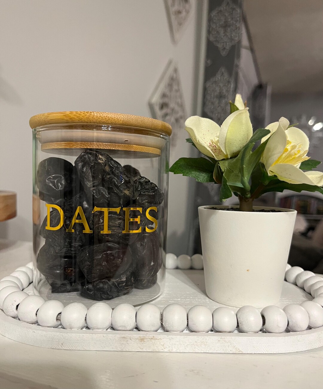 Glass DATES Jar With Bamboo Lid Ramadan 16oz - Etsy