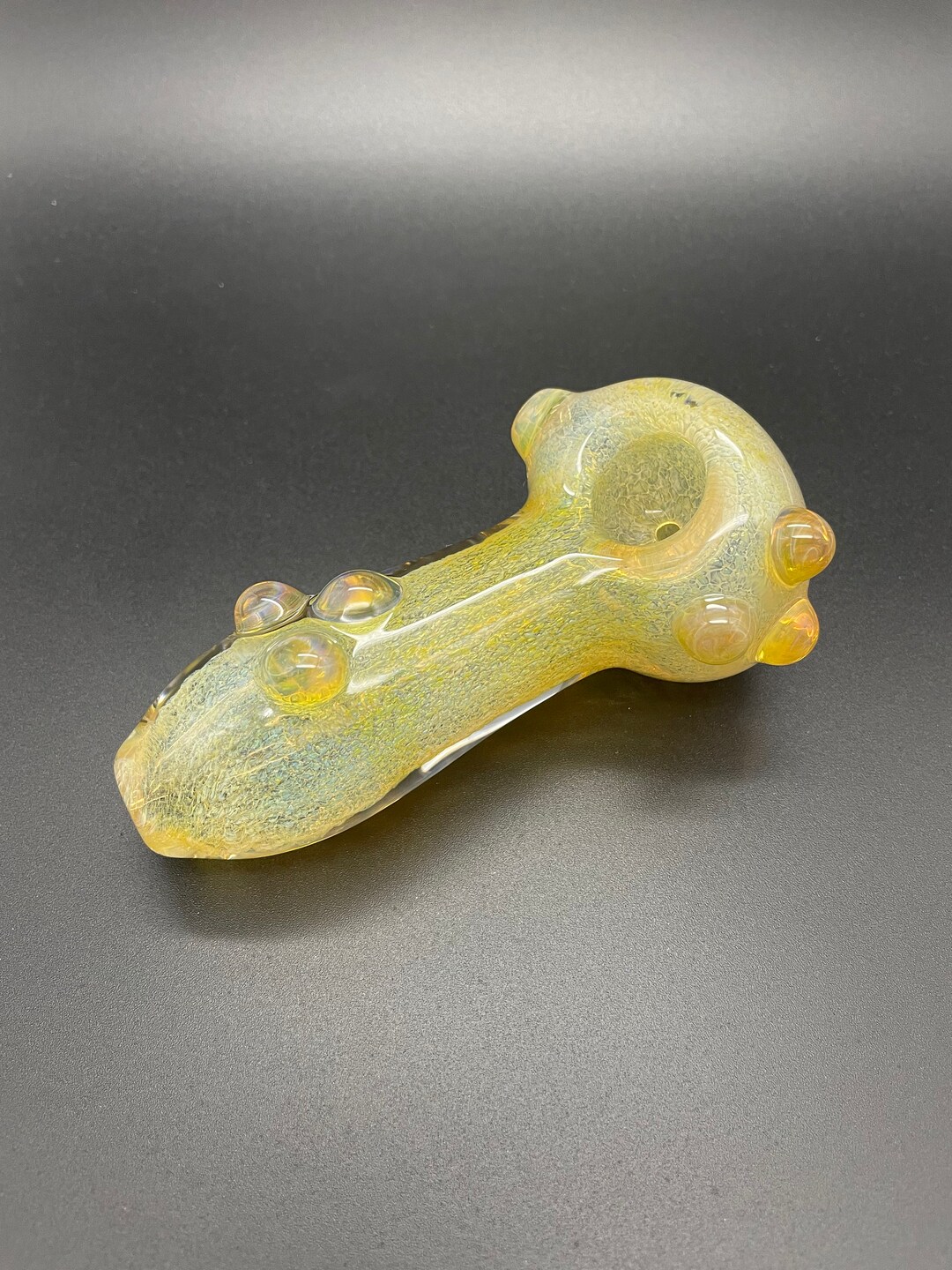 Yellow and Green Fumed Glass Pipe Handmade Unique Golden Heady - Etsy