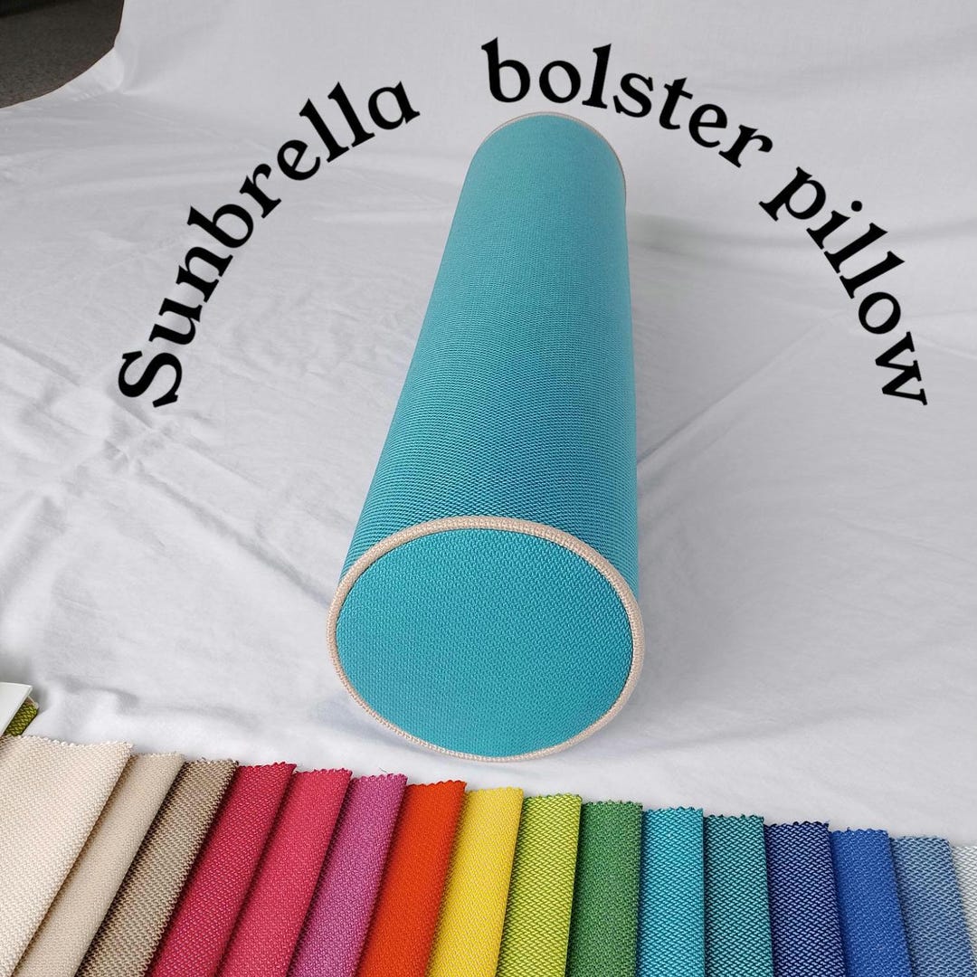 Sunbrella Outdoor Bolster Pillow: Durable Woven Fabric, Contrast Piping ...