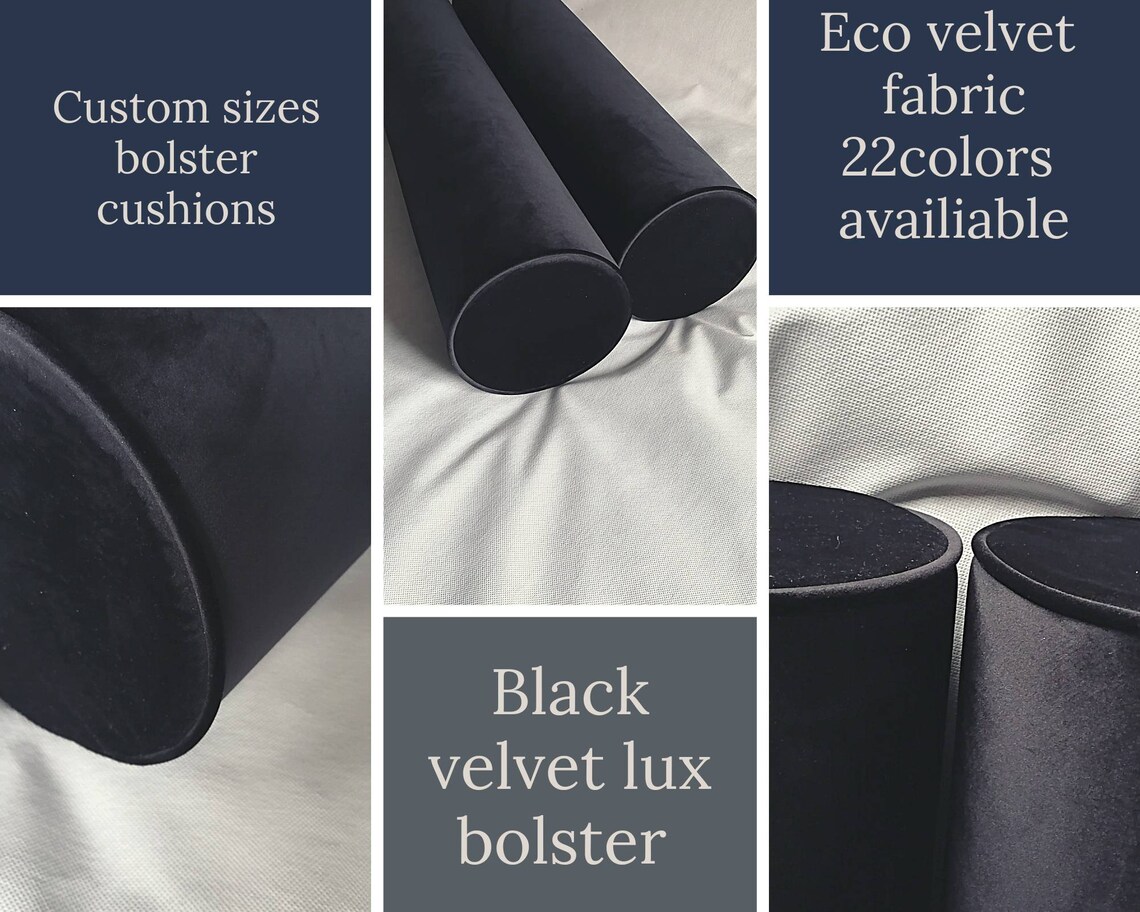Bolster Pillow/custom Bolster/black Velvet Cover/decorative Bolster/eco ...