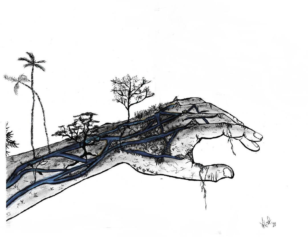Fineliner Art Pencil Drawing the Hand of Mother Earth - Etsy