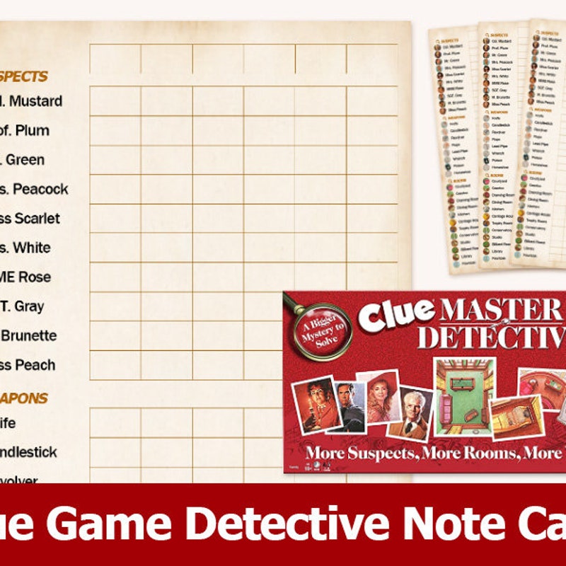 Cluedo Printable Sheets - Etsy Australia