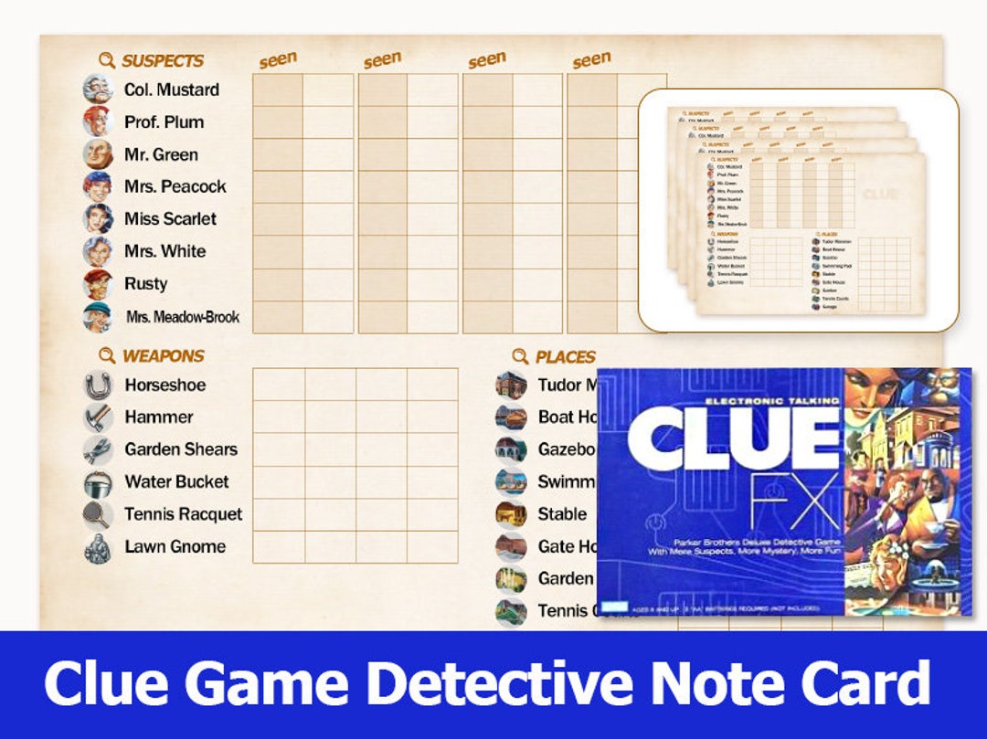 Cluedo Cards Printable