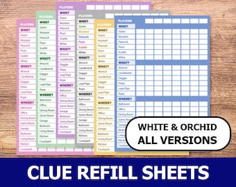 Clue Cluedo FX Special Edition Board Game Refill Sheets, Replacement ...