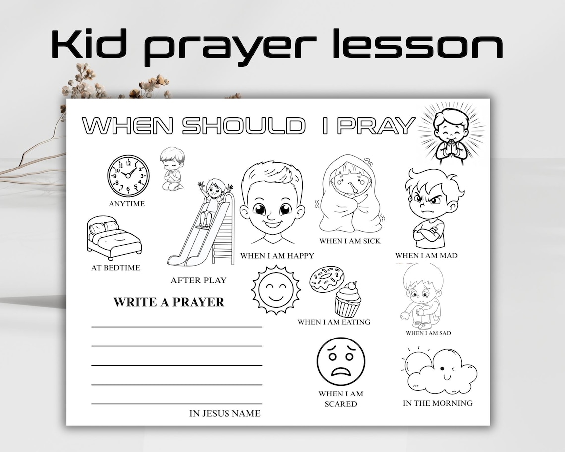 Coloring Prayer Lesson for Kids - Etsy