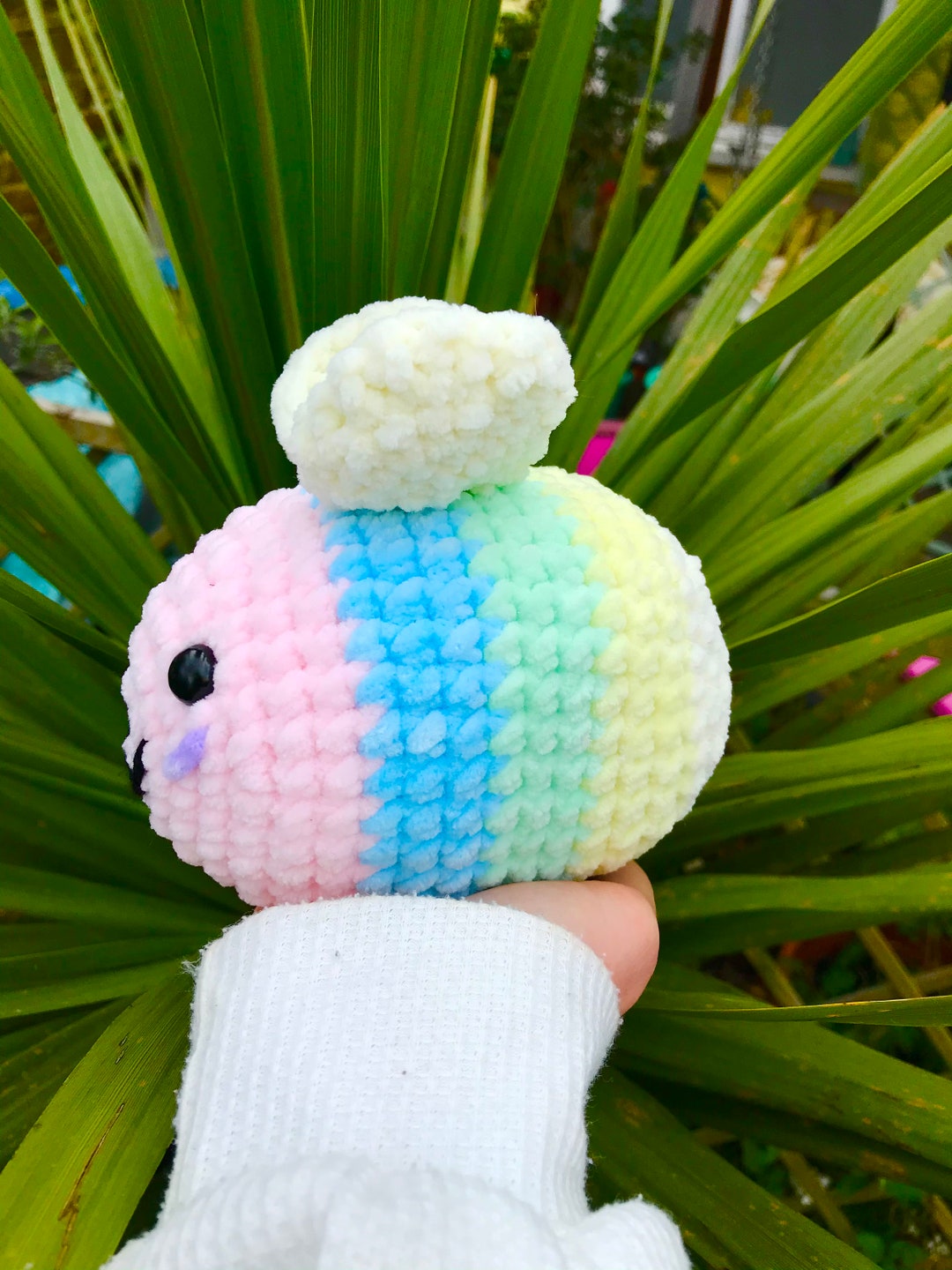 Rainbow Bee Medium Crochet Plush Soft Bee Plushie Handmade - Etsy