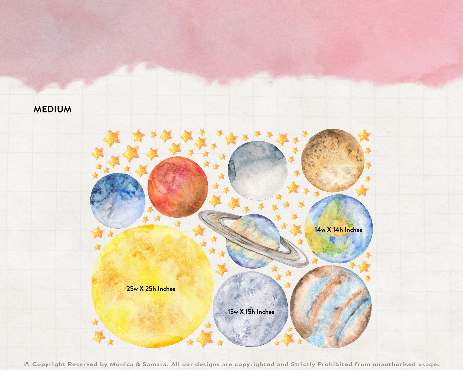 Watercolor Solar System Wall Stickers Space Wall Decals Kids - Etsy