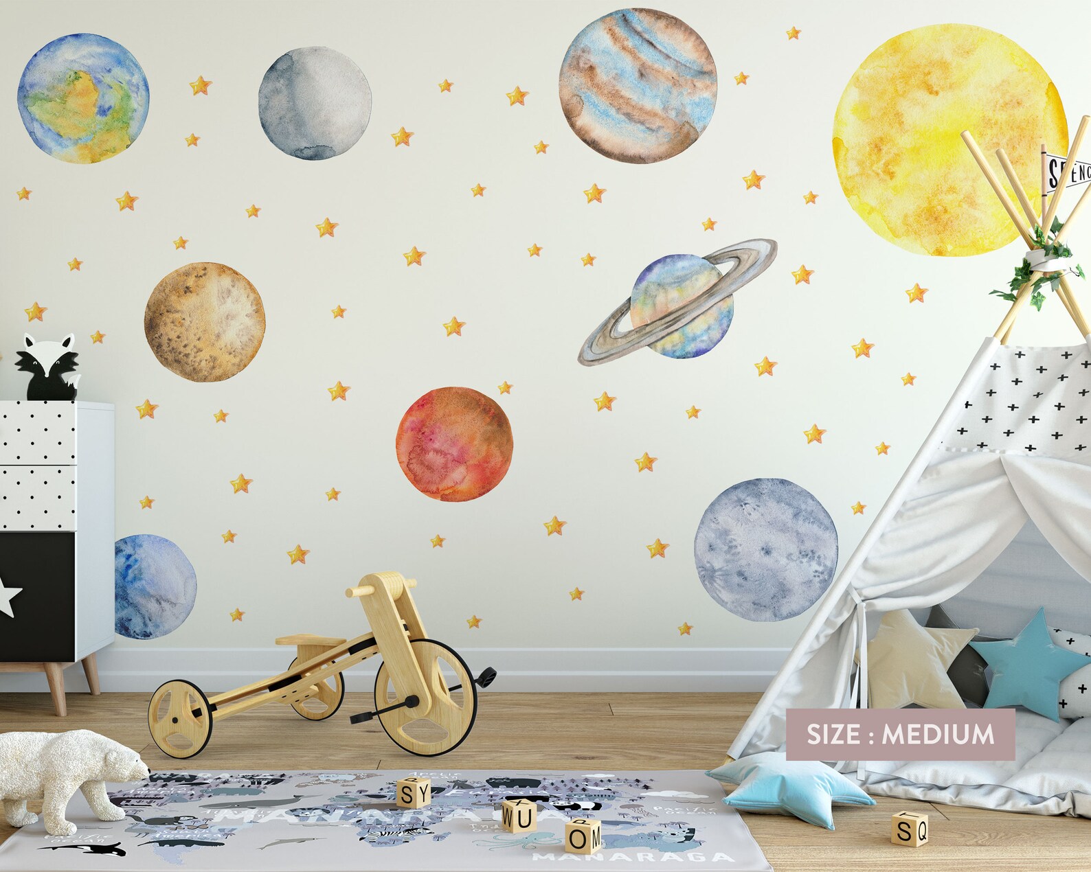 Watercolor Solar System Wall Stickers Space Wall Decals Kids - Etsy