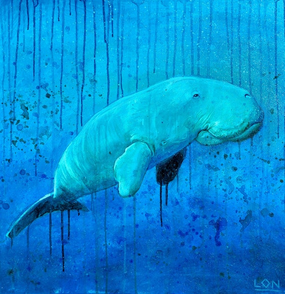 Dugong Art Sea Art Sealife Art Marine Art Dugong Art - Etsy