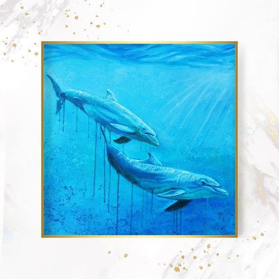 Delfin Kunst Delfin Kunstwerk Delfin Malerei Meer Leben | Etsy