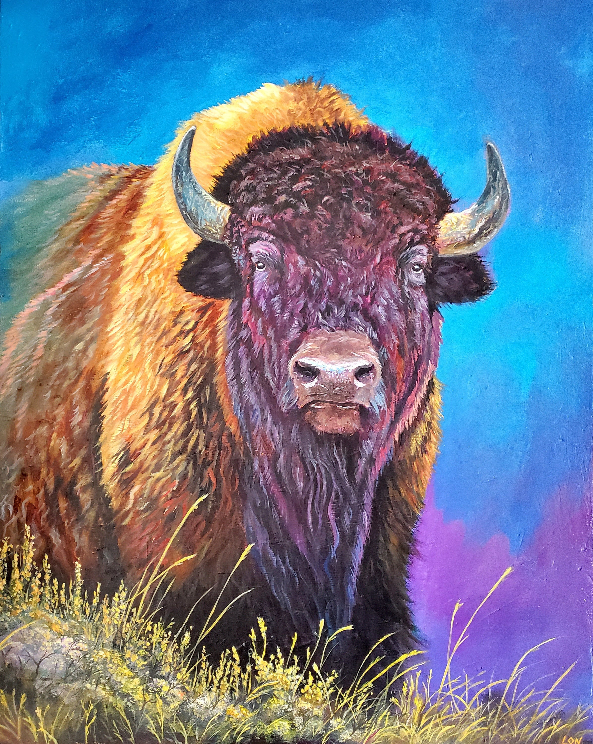 Bison Art, Buffalo Art, Bison Wall Art, Bison Painting, Bison Gift ...