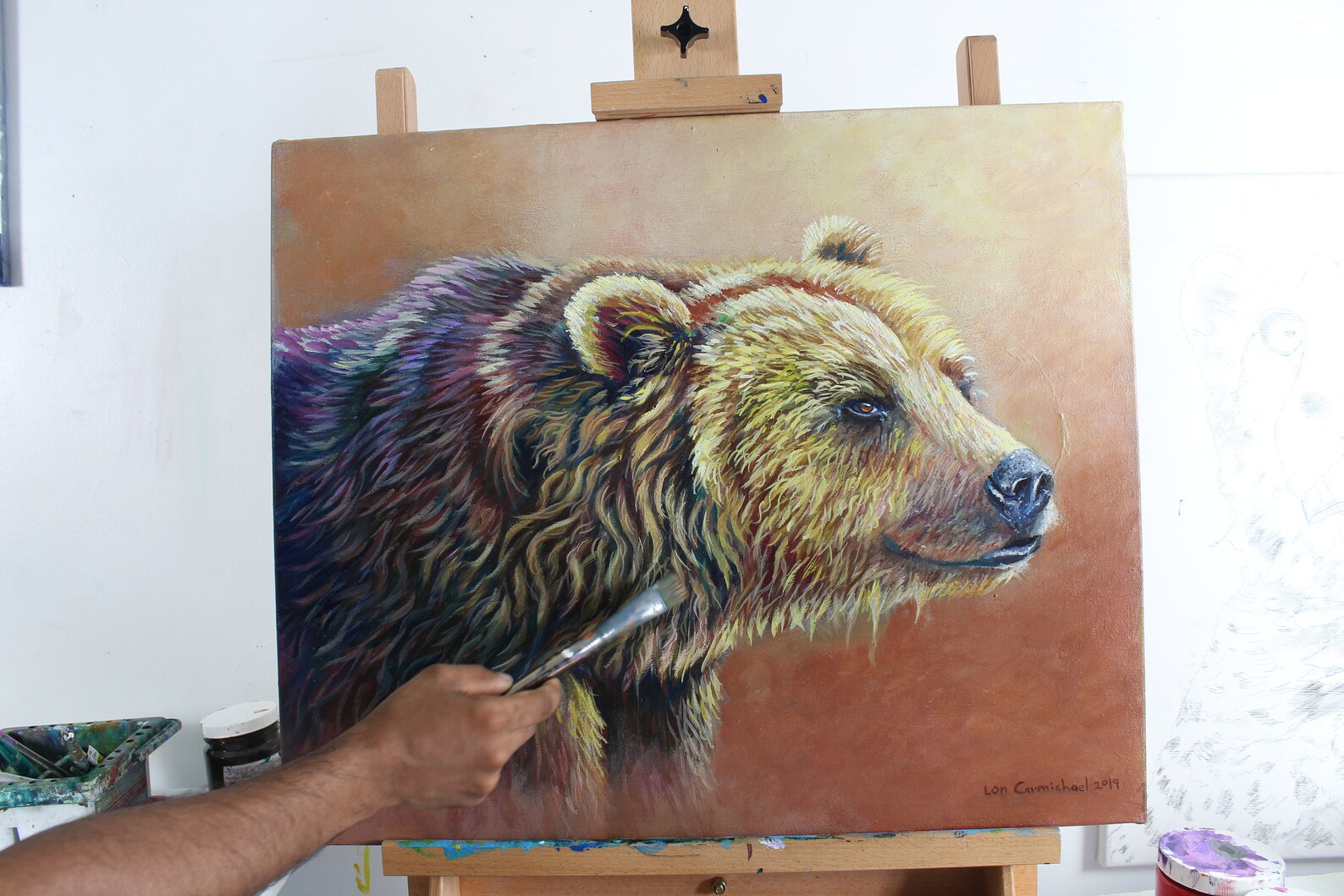 Arte del oso, Pintura del oso, Arte del oso, Arte de la pared del oso ...