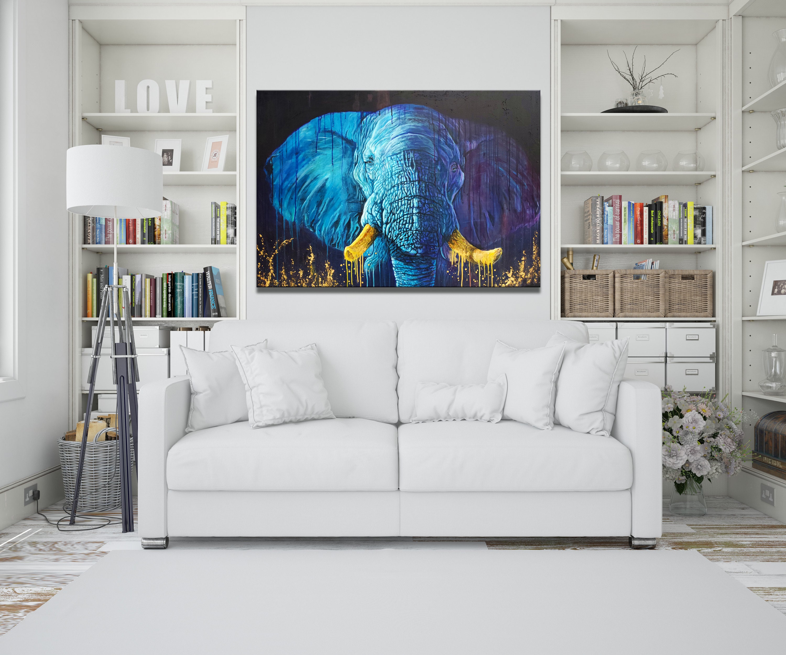 Elephant Artwork, Elephant Wall Art, Elephant Painting, Elephant Gift ...