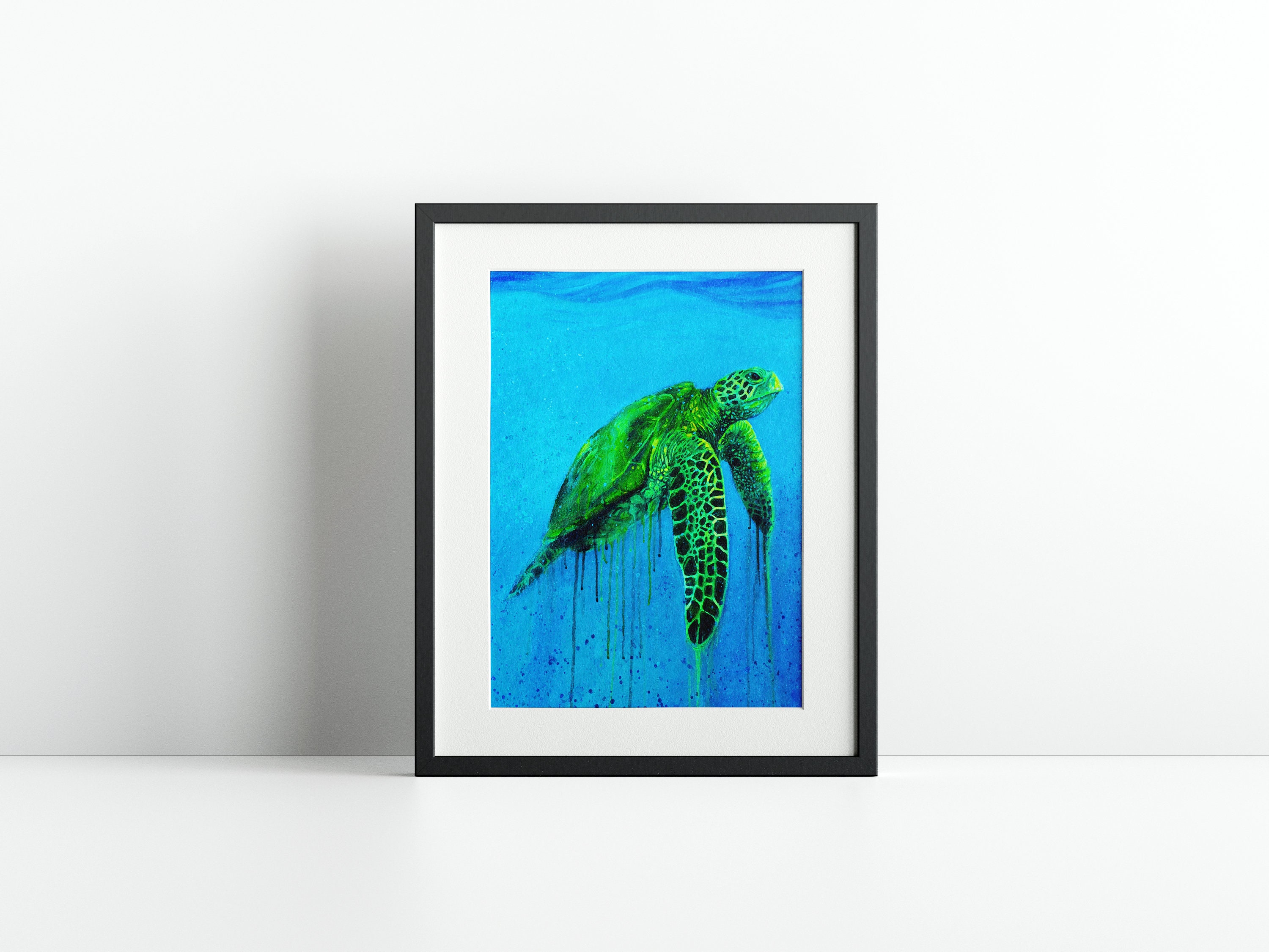 Sea Turtle Art, Sea Turtle Wall Art, Sea Turtle Decor, Reef Art, Beach ...