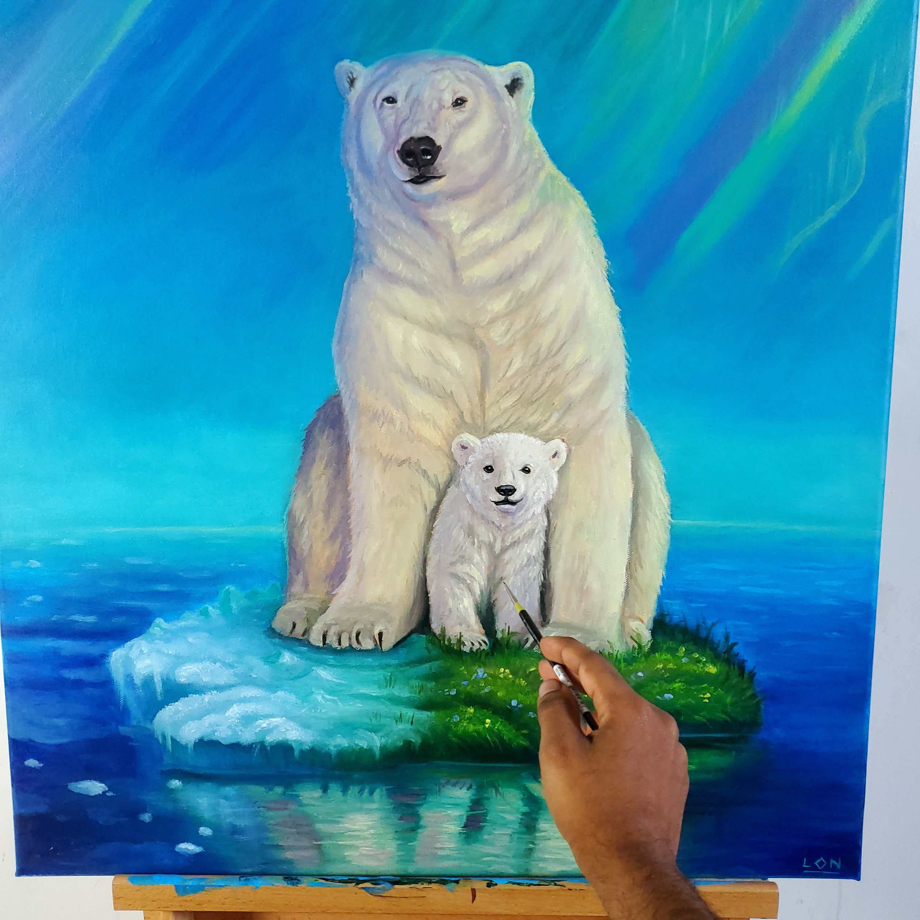 Polar Bear Art, Polar Bear Painting, Polar Bear Artwork, Polar Bear ...