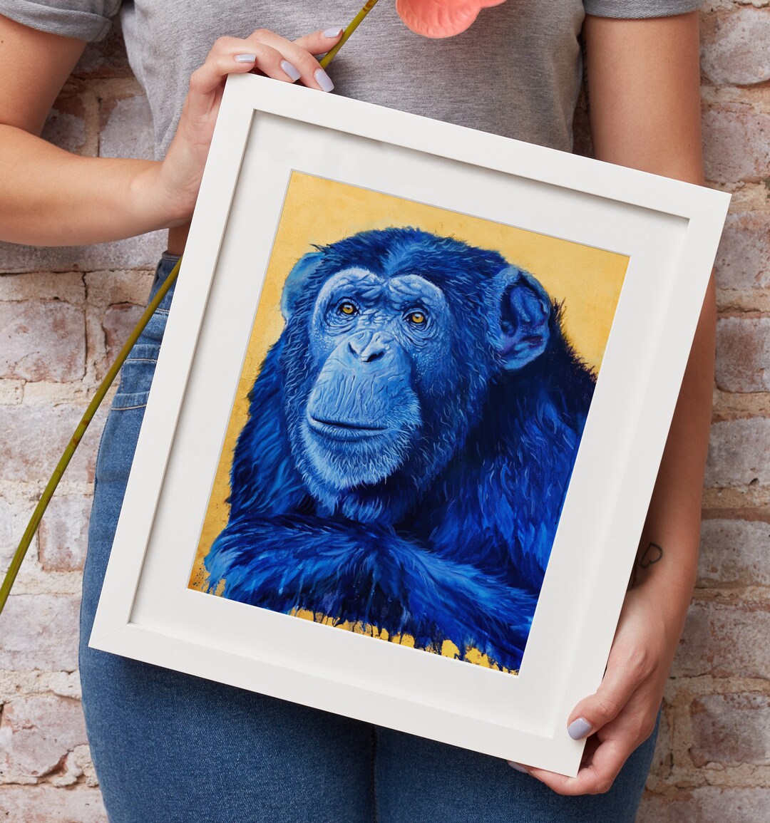 Chimp Art Print, Safari Art, Monkey Decor, Wildlife Print, Monkey Wall ...