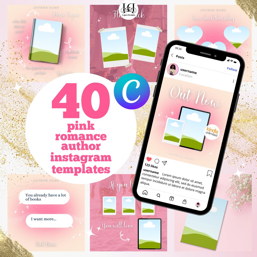 40 Instagram Post Canva Templates for Independent Authors Valentine's ...