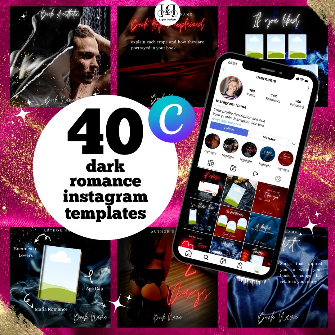 Dark Romance Author Instagram Canva Template Author Social Media ...