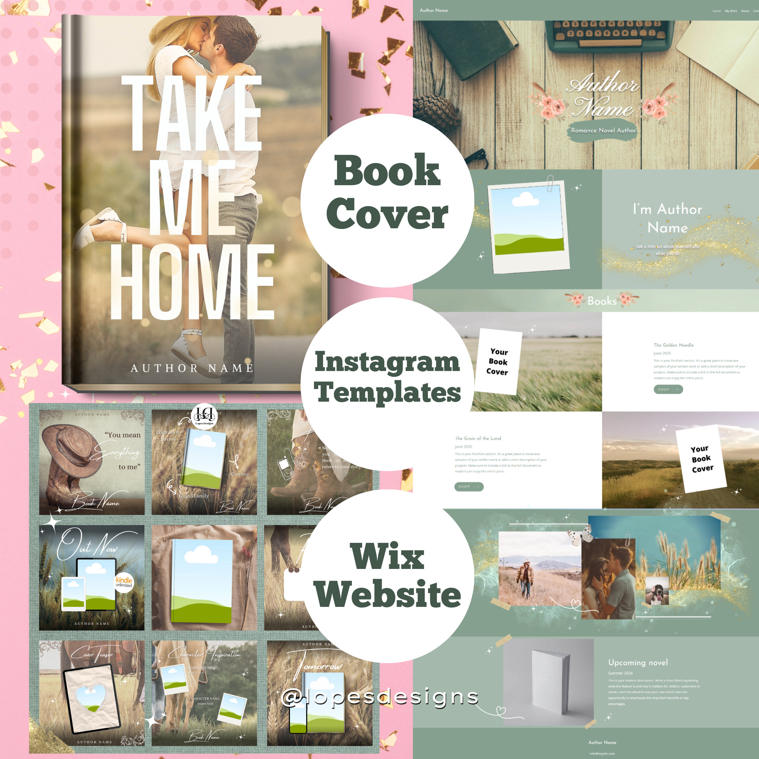 Romance Author Branding Kit Book Cover, Instagram Templates and Wix ...
