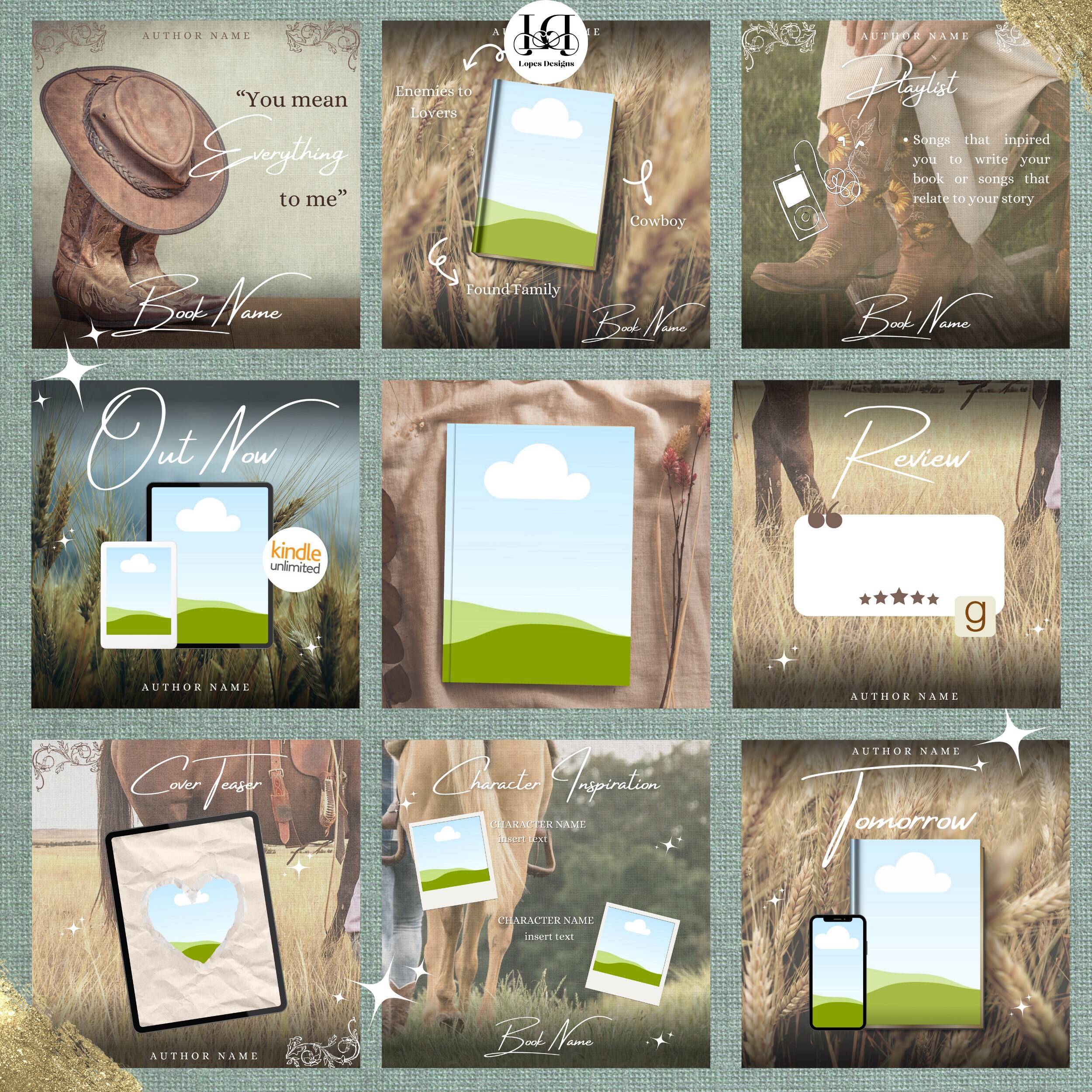 Romance Author Branding Kit Book Cover, Instagram Templates and Wix ...