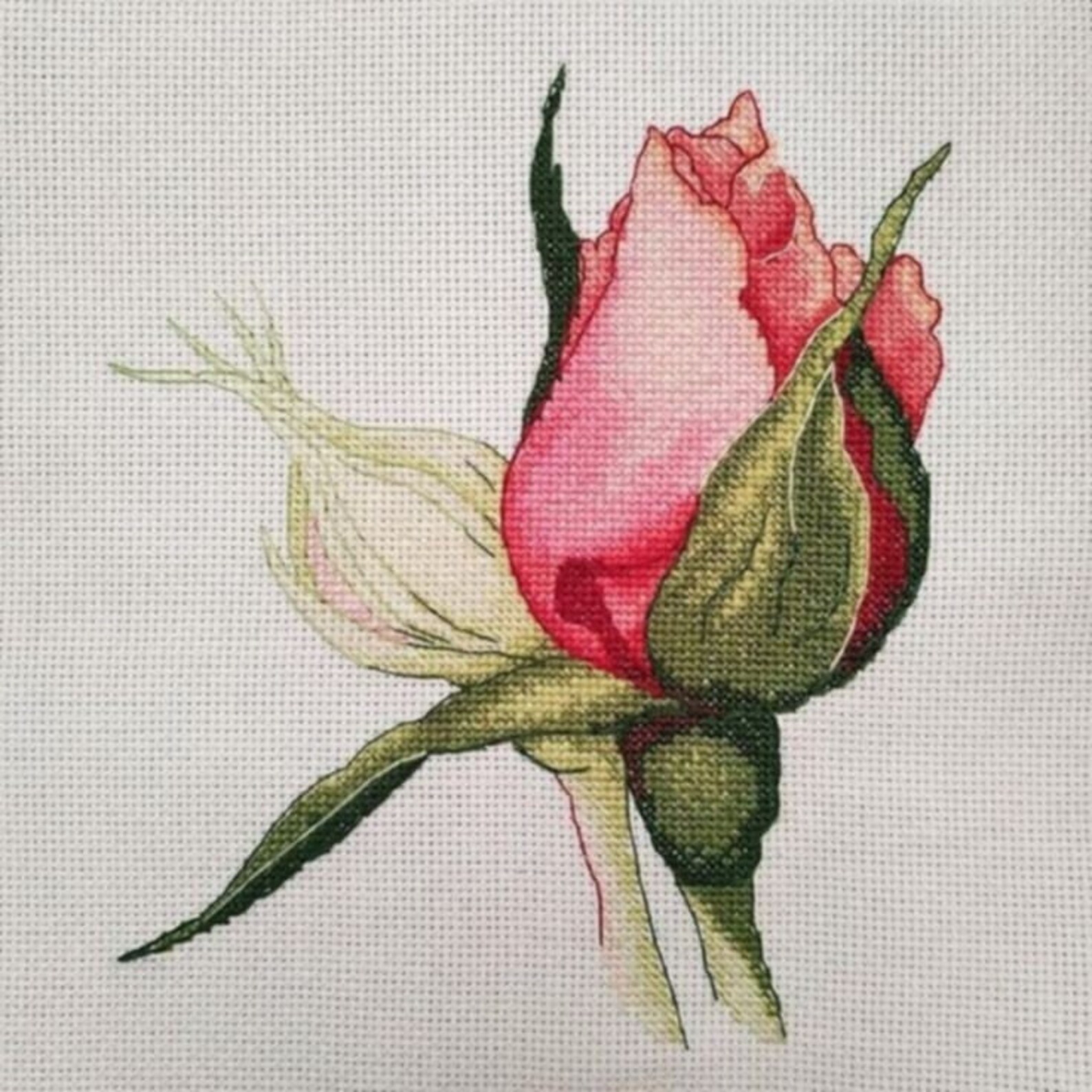 Rose Cross Stitch Pattern, Pink Rose Cross Stitch - Etsy