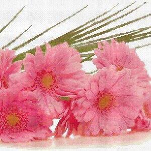 Pink Flowers Cross Stitch Pattern, Flowers Cross Stitch, Floral Cross ...