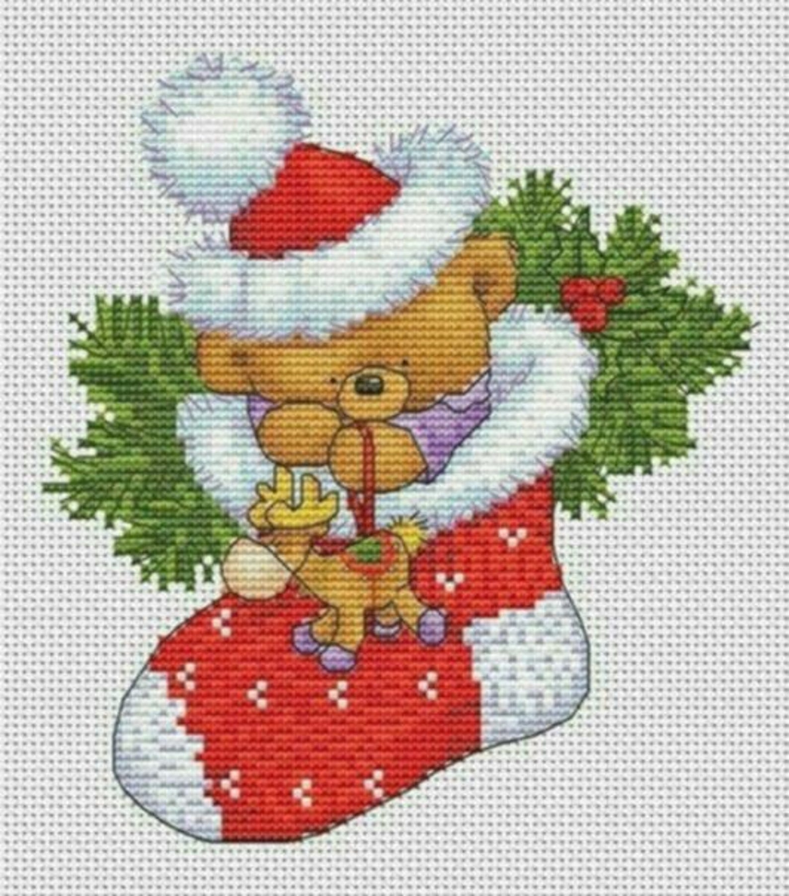 Christmas Toy Cross Stitch Pattern, Chritsmas Teddy Bear Cross Stitch ...