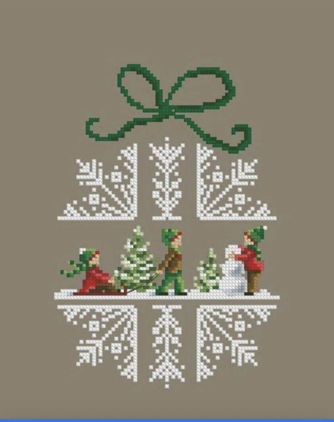 Snowflake Cross Stitch Pattern, Children in Snow Cross Stitch Pattern ...