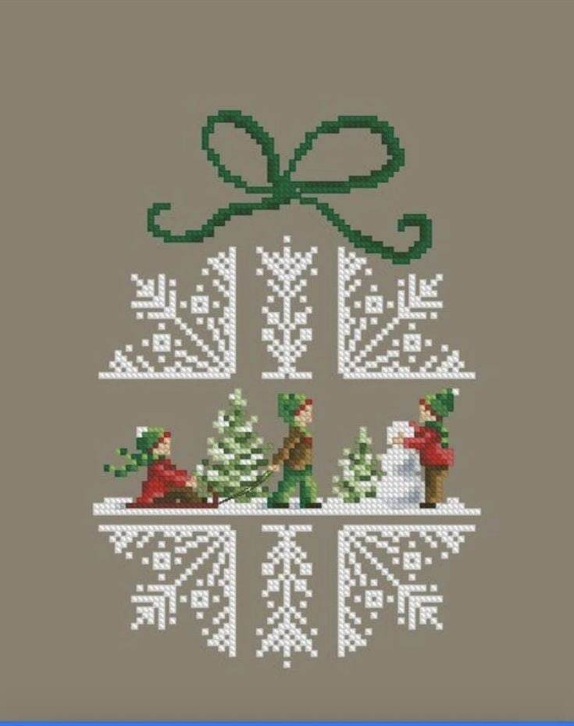 Snowflake Cross Stitch Pattern, Children in Snow Cross Stitch Pattern ...
