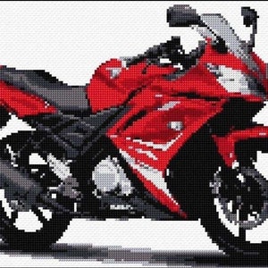 Motorcycle Cross Stitch Pattern, Red Motorcycle Cross Stitch Pattern - Etsy