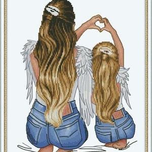 Mother and Daughter Cross Stitch Pattern, Love Cross Stitch, Family ...