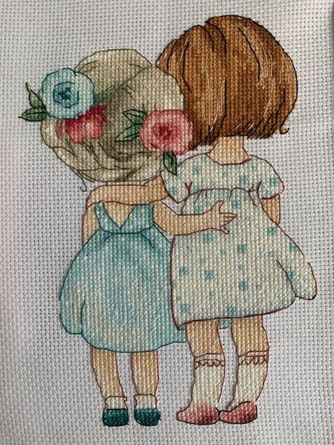 Little Girls Cross Stitch Pattern, Little Girl Sisters Cross Stitch ...