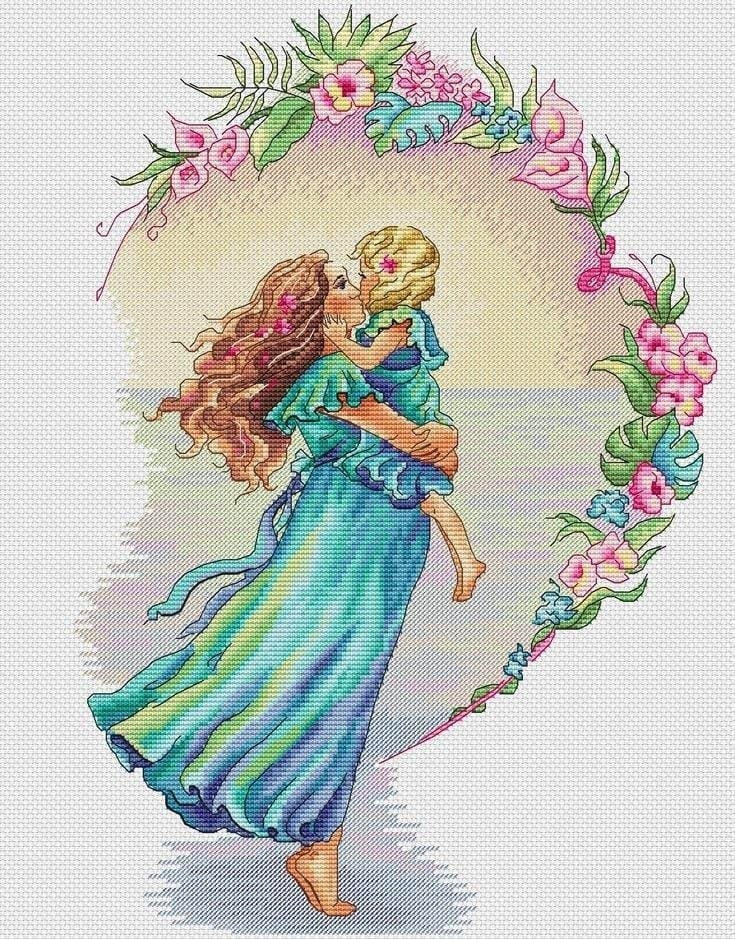 Mother and Child Cross Stitch Pattern, Mother With Daughter Cross ...