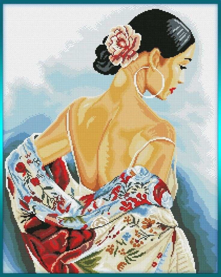 Woman Cross Stitch Pattern, Woman Portrait Cross Stitch Pattern, Woman ...