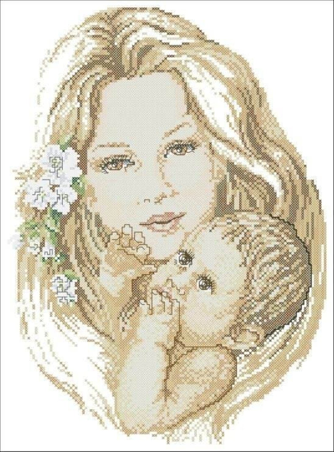 Mother and Child Cross Stitch Pattern, Family Cross Stitch Pattern ...