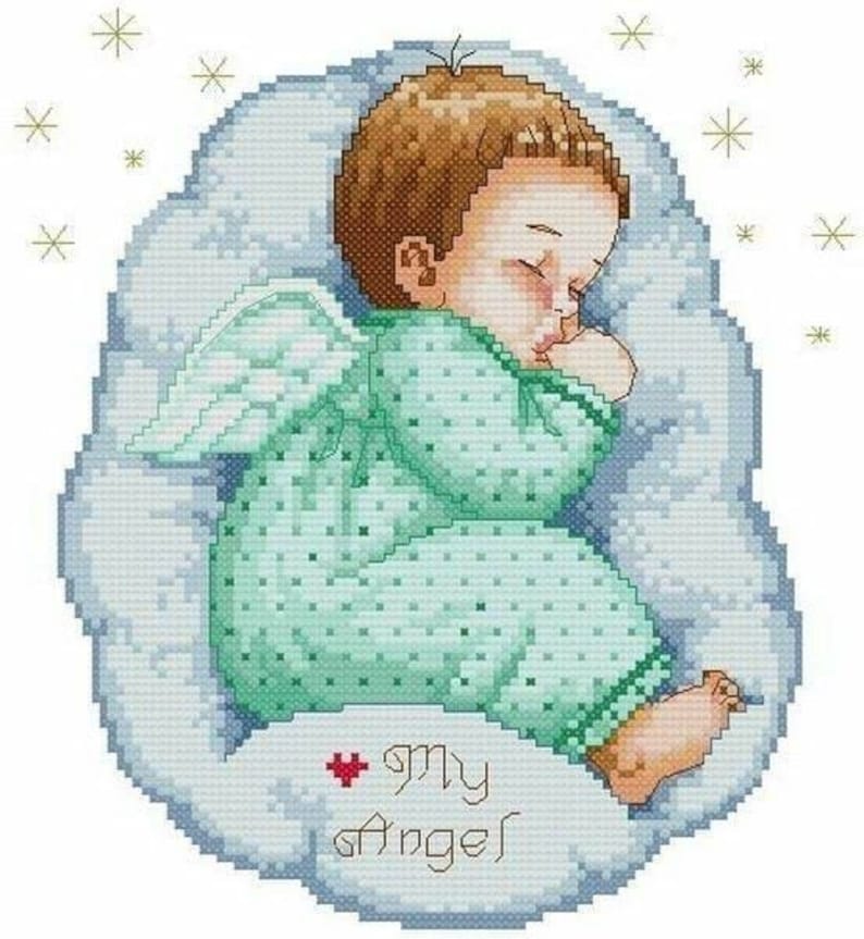 Baby Cross Stitch Pattern, Little Angel Cross Stitch Pattern, Little ...