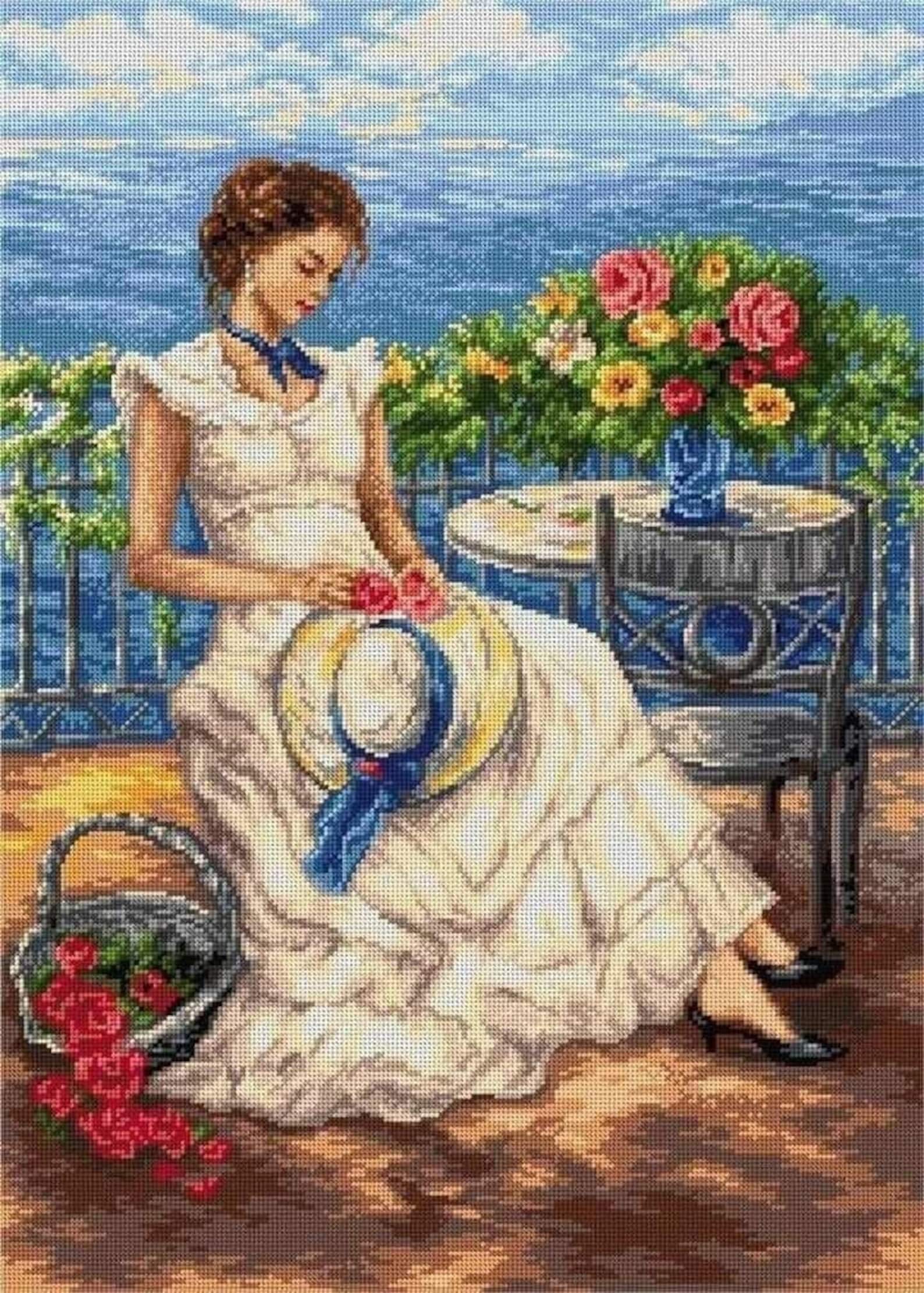 Woman Cross Stitch Pattern, Vintage Woman Cross Stitch, Woman With ...