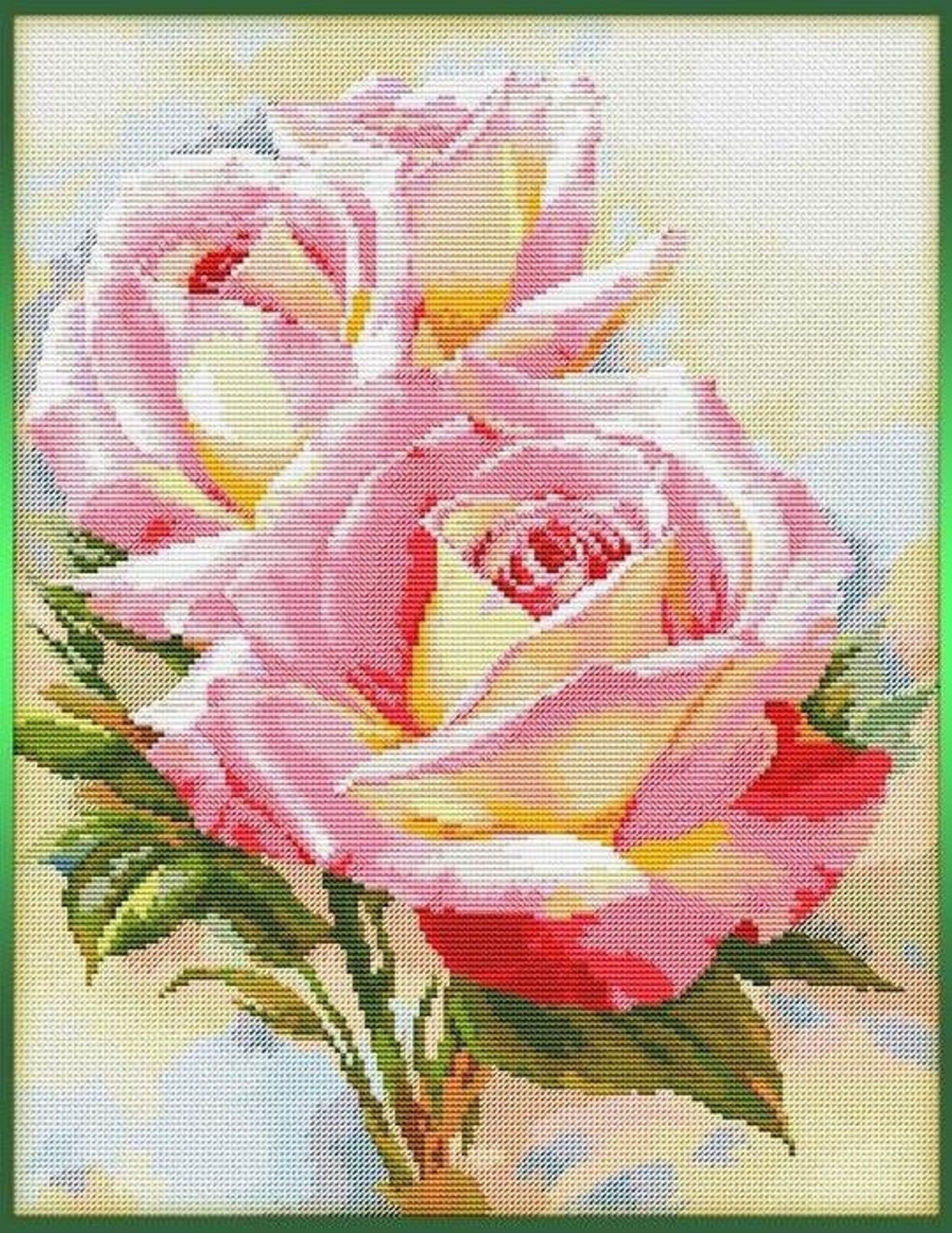 Pink Roses Cross Stitch Pattern, Rose Cross Stitch, Flowers Cross ...