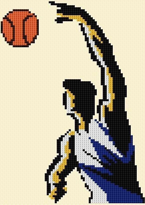 Basektball Cross Stitch Pattern, Basketball Player Cross Stitch Pattern ...