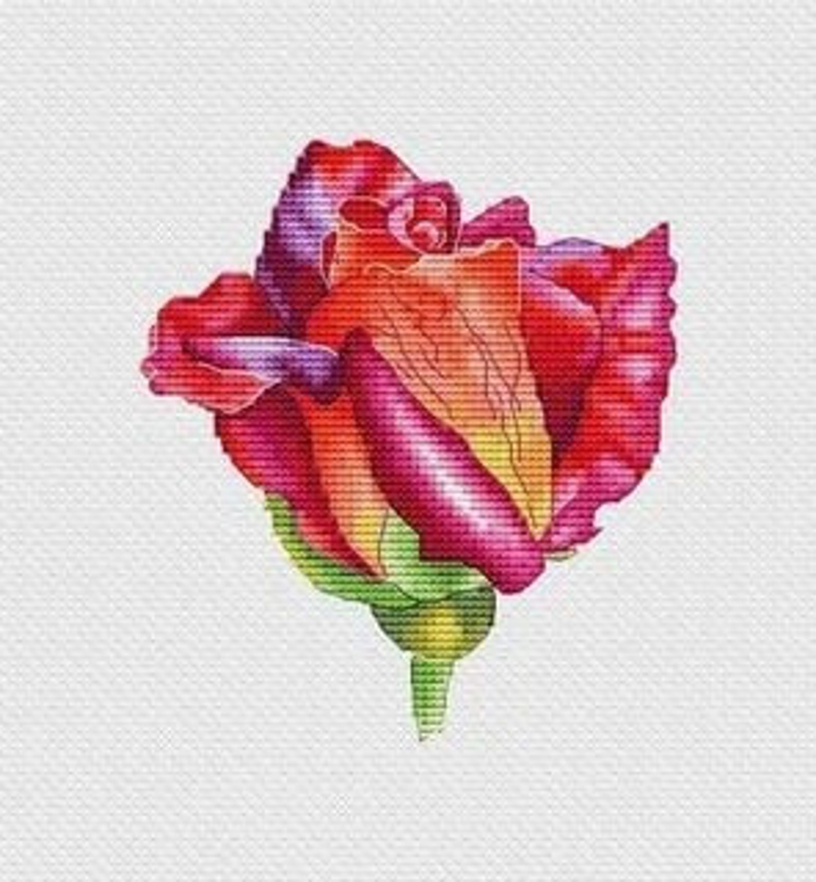 Rose Cross Stitch Pattern, Colourful Rose Cross Stitch, Flower Cross ...