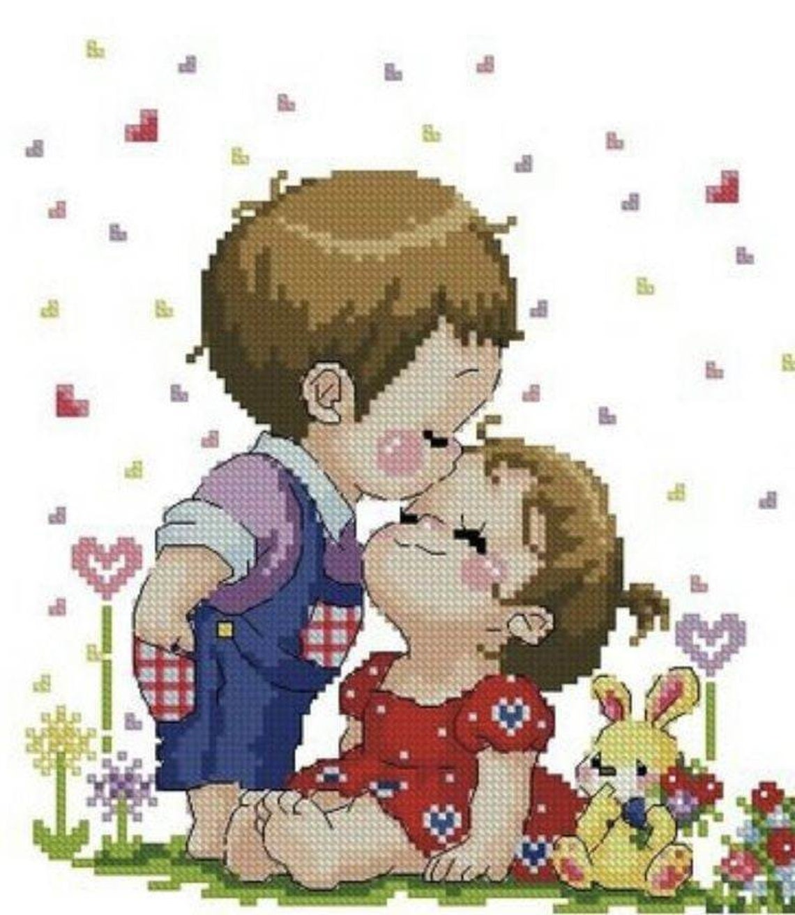 Little Boy and Little Girl Cross Stitch Pattern, Love Cross Stitch ...