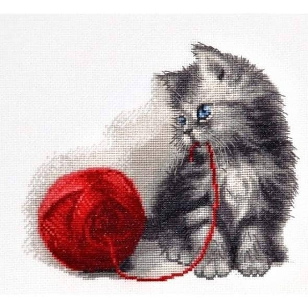 Cat Cross Stitch Pattern, Little Kitten Cross Stitch, Little Cat With ...