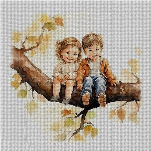 Little Boy and Girl Cross Stitch Pattern, Children Cross Stitch ...