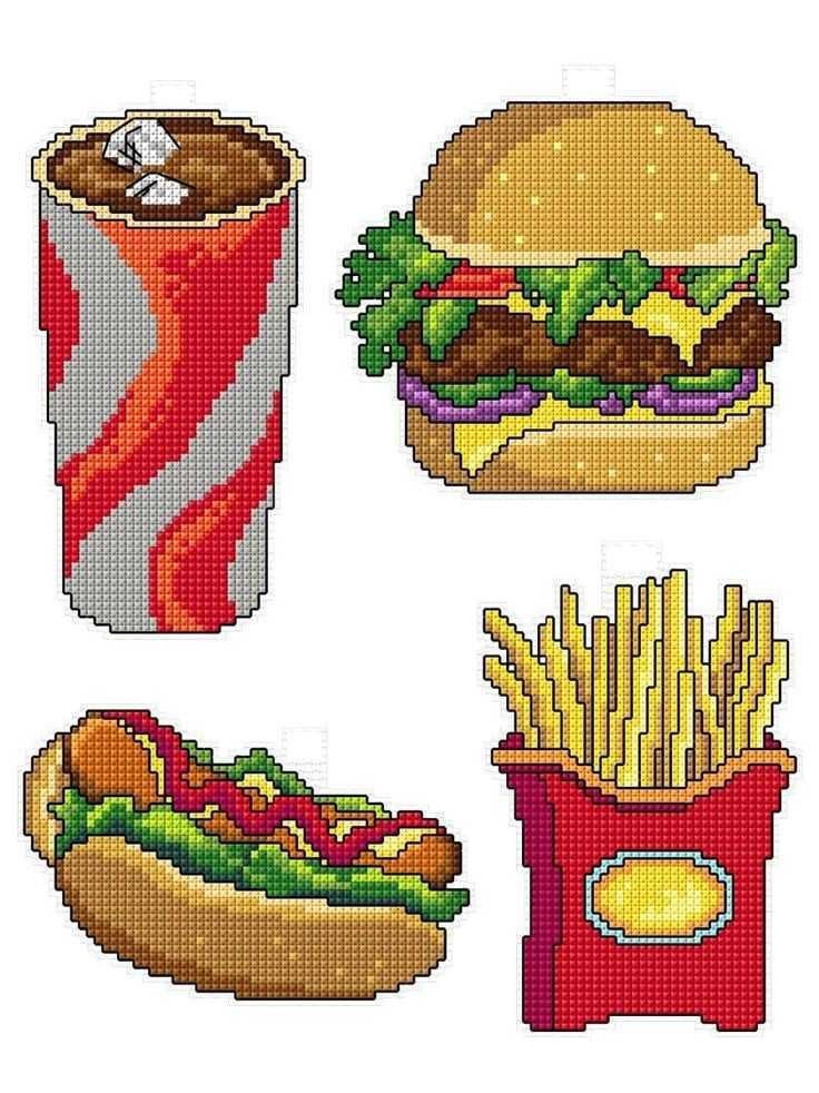 Mcdonald's Cross Stitch Pattern, Burger Cross Stitch, Fries Cross ...