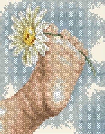 Baby Foot and Flower Cross Stitch Pattern, Little Baby Cross Stitch ...