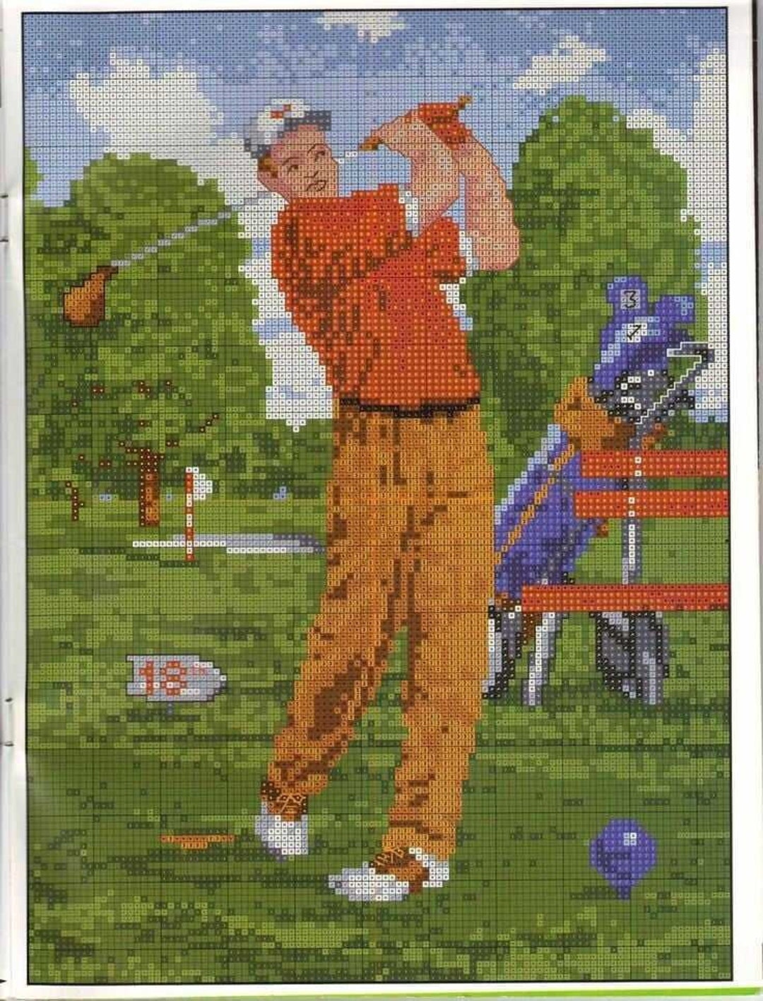 Golf Cross Stitch Pattern, Golf Player Cross Stitch Pattern, Man ...